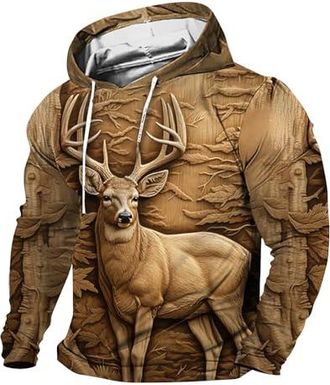 Generic Sweat &agrave; capuche ample UK Mnes 2024 - Chemisier de No&euml;l d&eacute;contract&eacute; &agrave; la mode - Ample et tendance - Imprim&eacute; 3D - Sweat &agrave; capuche &agrave; manches longues - Ca