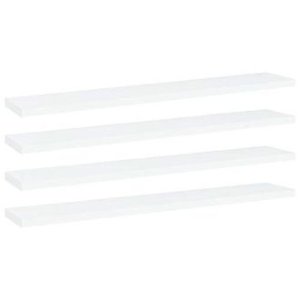 vidaXL Panneaux de Biblioth&egrave;que 4 pcs, &Eacute;tag&egrave;re Murale Flottante, Plaque d&Eacute;tag&egrave;re de Rangement Salon Int&eacute;rieur, Blanc Bois dIng&eacute;nierie