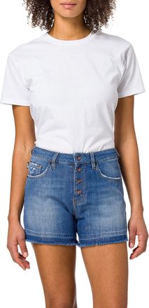 Love Moschino Denim 5-Pockets Shorts with raw Cut at The Bottom