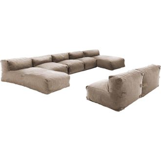 Oviala Salon de jardin modulable 7 places avec 2 m&eacute;ridiennes beige - Mixi