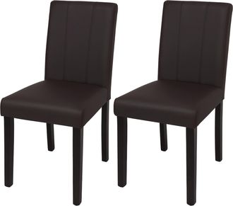 Mendler 2er-Set Esszimmerstuhl HWC-O65d, Küchenstuhl Polsterstuhl Lehnstuhl, Kunstleder - braun