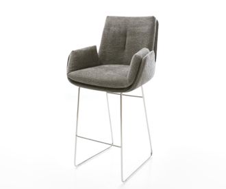 DELIFE Barstuhl Clea-Flex Boucl&eacute; Soft Schlamm Kufengestell Edelstahl Silberfarben, Barst&uuml;hle