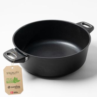 Squality Premium Br&auml;ter Induktion 32cm PFAS frei | 6,5l Schmortopf | Antihaft beschichtete ofenfeste Pfanne aus D&auml;nemark | Bratpfanne | Schmorpfanne f&uuml;r gesund