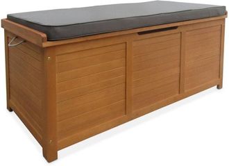 Sweeek Gartentruhe aus Holz 200L 125 x 60 cm Holzfarben / Grau - Sweeek