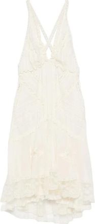 Ermanno Scervino Femme, Robes, Beige, Taille: 36 FR Lace V-Neck Dress