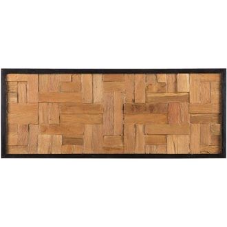 Beliani Tableau Décoratif à Surface Carrée 70 x 70 cm en Bois de Teck Clair et Cadre Noir pour Salon Moderne et Bohème Beliani