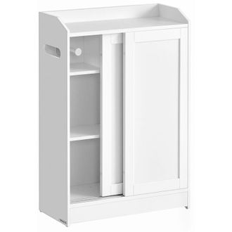Vasagle Vasagle - Meuble wc, Meuble Toilette, pour Salle de Bain, Rangement Papier Toilette, pour Brosse wc, Portes Coulissantes, &Eacute;tag&egrave;res R&eacute;glables, &agrave; C&ocirc;t&eacute;