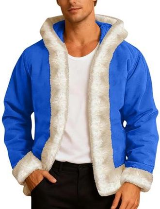 Generic Sweat &agrave; capuche uni l&eacute;ger pour homme - Cardigan &agrave; capuche pour homme - Unisexe - Bordure blanche - Veste de P&egrave;re No&euml;l chaude &agrave; capuche pour entra&icirc;neme