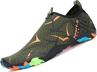 Saguaro Chaussure deau Homme Femme Chaussures Aquatiques Respirant Séchage Rapide Chaussures de Plage, Vert-Orange 35