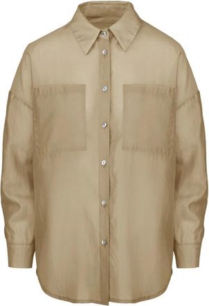 Bomboogie Femme, Blouses et Chemises, Beige, Taille: 42 FR Lyocell Voile Overshirt