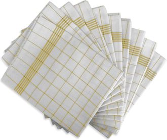 Normani 10 x Geschirrhandt&uuml;cher aus saugstarker Halbleinen - K&uuml;chent&uuml;cher 55 x 75 cm aus Baumwoll-Leinen oder Leinen-Polyester Mix Gelb-Kariert 55 x 75 cm