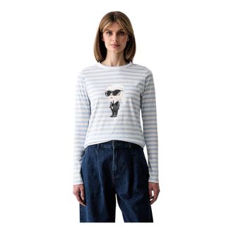 Karl Lagerfeld Femme, Tops, Bleu, Taille: 44 FR Ikon Long Sleeve Top