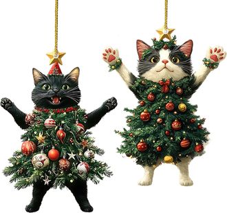 Generic Festliche Katzen-Ornamente - Acryl-Katzen-Charme, h&auml;ngende Dekoration f&uuml;r den Urlaub | Einzigartiges Weihnachtsgeschenk, Ornament-Design