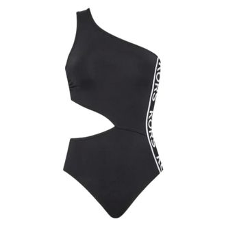 Michael Kors Femme, Maillots de bain, Noir, Taille: 40 FR Logo Cut Out One-Shoulder Onepiece