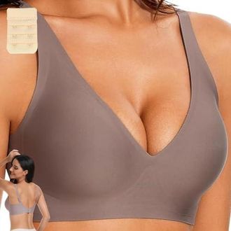 Generic Soutien-gorge confortable sans fil pour femme, avec boucle dextension, soutien-gorge push-up sans couture, ajustement confortable, gris, 3XL