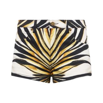 Roberto Cavalli Ray Of Gold Print Denimshorts - - Shorts - Damen - Mehrfarbig - XL