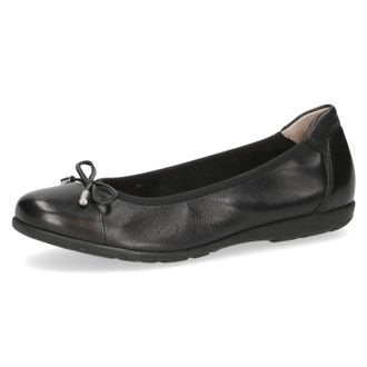 Caprice Damen Ballerinas aus Leder mit Schleife, Schwarz (Black Softnap.), 37 EU