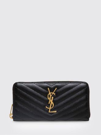 Saint Laurent Grand portefeuille zipp&eacute; Cassandre en cuir grain de poudre