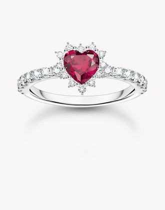 Thomas Sabo Romance - Bague avec coeur - Argent&eacute;, blanc et rouge