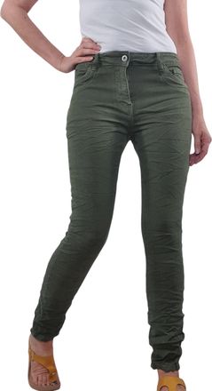 Jewelly Damen Stretch Mom Jeans| Slim Boyfriend Style| Zipper und Knopf (DE/NL/SE/PL, Alphanumerisch, XS, Regular, Regular, Khaki)