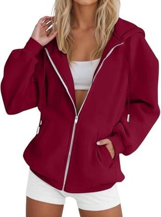 Generic Sweat à capuche zippé en polaire pour femme - Grande taille - Pull à capuche à capuche - Veste de sport à capuche - Vêtements de sport - Haut dautomne