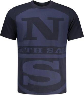 North Sails Homme, Tops, Bleu, Taille: 3XL T-shirt ras du cou en coton