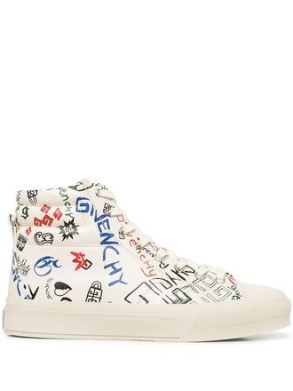 Givenchy baskets en cuir &agrave; logo City imprim&eacute; - Blanc