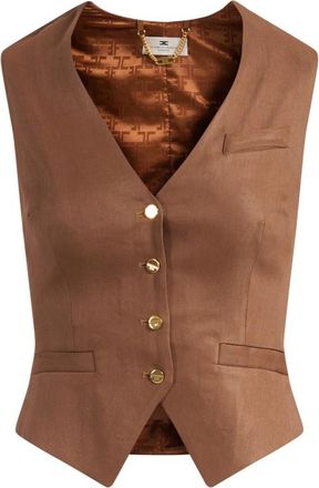 Elisabetta Franchi Femme, Vestes, Brun, Taille: 42 FR Gilet Cuoio