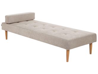 Beliani Chaiselongue Curio Stoffbezug beige gesteppt mit Kissen Metallgestell Niort