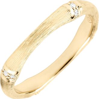 Edenly Ring Heiliger Urwald - Diamantenvielfalt 3 mm - 18 Karat gebürstetes Gelbgold