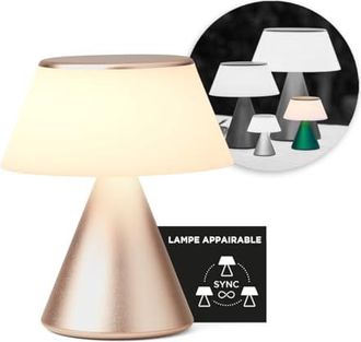 Lexon Lampe de bureau LED LUMA M, lampe de table sans fil tactile avec variateur dintensit&eacute; et synchronisation multi lampes, 9 couleurs de lumi&egrave;re pour bure