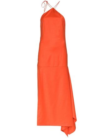 Mat&eacute;riel robe asym&eacute;trique &agrave; dos nu - Orange