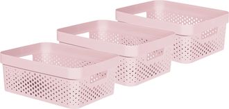 Curver Infinity Dots Aufbewahrungskörbe, rechteckig, 100% recycelt, mittelgroß, 11 l, Pink, 3 Stück