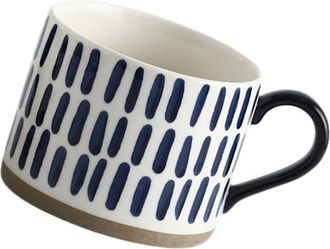 Valiclud Japanischer Handbemalter Keramikbecher mit Henkel Gro&szlig;e Porzellantasse f&uuml;r Milch Kaffee und Saft Breiter Trinkrand Komfortabler Griff Sp&uuml;lmaschinengee