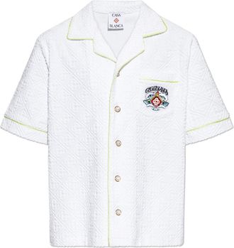 Casablanca Homme, Chemises, Blanc, Taille: M Chemise &agrave; Manches Courtes &Eacute;ponge Monogramme