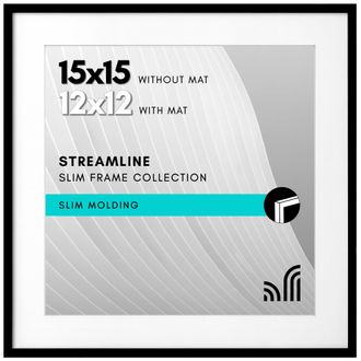 Americanflat Bilderrahmen mit poliertem Plexiglas, 38,1 x 38,1 cm, als 30,5 x 30,5 cm mit Passepartout oder 38,1 x 38,1 cm ohne Passepartout, d&uuml;nner, quadratischer