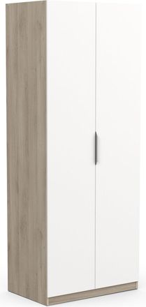 Demeyere Kleiderschrank mit 2 Türen, 1 Moderne Höhle, Farbe: Eiche Kronberg und Mattes Weiß, 79,4 x 51,1 x 203 cm, Holzwerkstoff