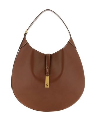 Polo Ralph Lauren mini sac port&eacute; &eacute;paule en cuir Polo ID - Marron