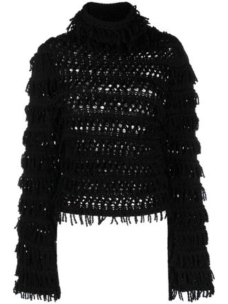 Blumarine sweat &agrave; franges - Noir