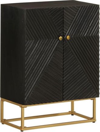 vidaXL Sideboard Schwarz 55x30x76 cm Massivholz Mango und Eisen vidaXL