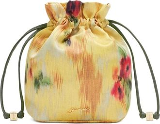 Ganni Femme, Sacs, Jaune, Taille: ONE Size Pochette en Taffetas Imprim&eacute;