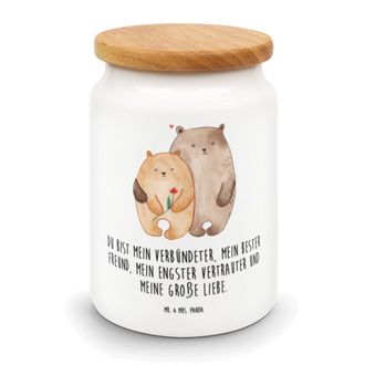 Mr. & Mrs. Panda Vorratsglas B&auml;ren Liebe - Geschenk, Dose, Freundin, Vorratsbeh&auml;lter, Keksdose, keksdosen, Blume, Umarmung, Verknallt, Aufbewahrungsdosen, Vorratsdosen