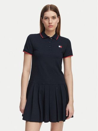 Tommy Jeans Kleid f&uuml;r den Alltag Tommy Badge DW0DW22328 Dunkelblau Relaxed Fit