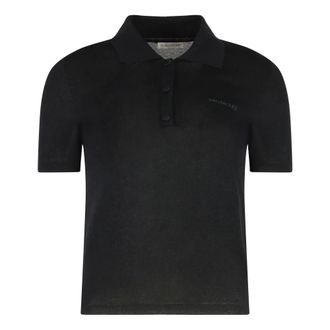 Moncler Femme, Tops, Noir, Taille: 36 FR Polo en maille de coton m&eacute;lang&eacute;