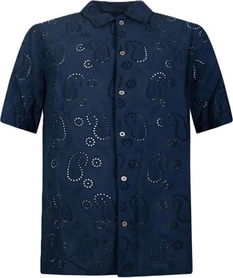 MC2 Saint Barth Homme, Chemises, Bleu, Taille: M Sifnos Short Sleeve Sangallo Fiore Shirt