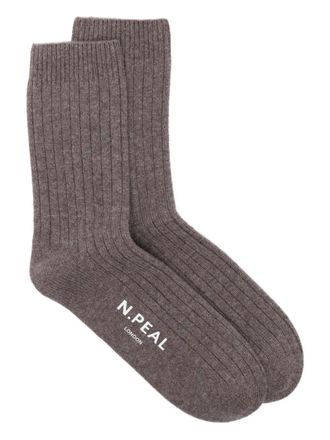 N.Peal chaussettes en maille nervur&eacute;e - Marron