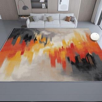 Generic Paillasson Antid&eacute;rapant Couleur Orange 140 x 200 cm, Tapis de Sol dint&eacute;rieur Lavable pour entr&eacute;e Cuisine Chambre &agrave; Coucher paillasson d&eacute;coratif, impri