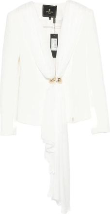 BABYLON Femme, Vestes, Blanc, Taille: 42 FR Veste Drap&eacute;e avec D&eacute;corations Perl&eacute;es