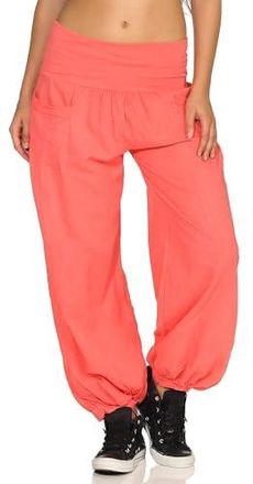 Malito more than fashion Malito Femme Pantalone n Tissu Aladin Pantalon Bouffant Baggy Boyfriend 17633 (Corail)