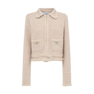 Blugirl Femme, Vestes, Beige, Taille: 36 FR Veste en maille Moulin&eacute;